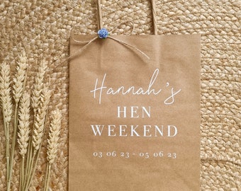 Hen Party Gift Bags - Hen Weekend, Hen Do, Rustic Kraft Bags, Pretty ...