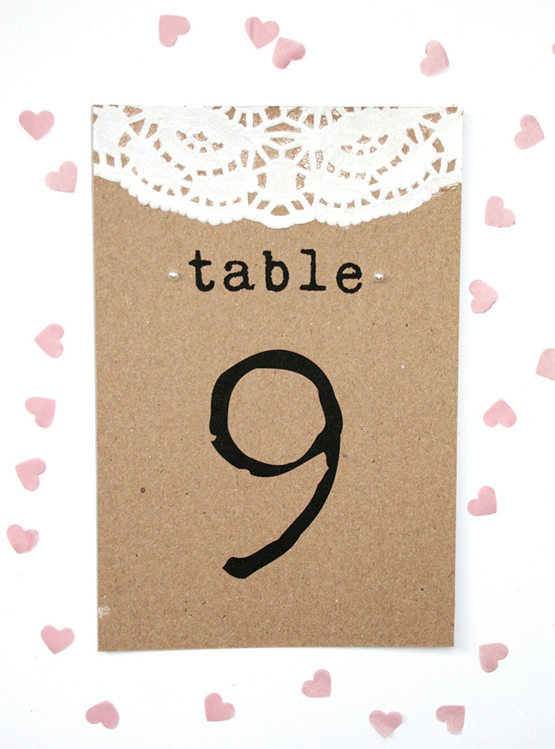 Rustic Doily and Pearl Wedding Table Number Card - Etsy