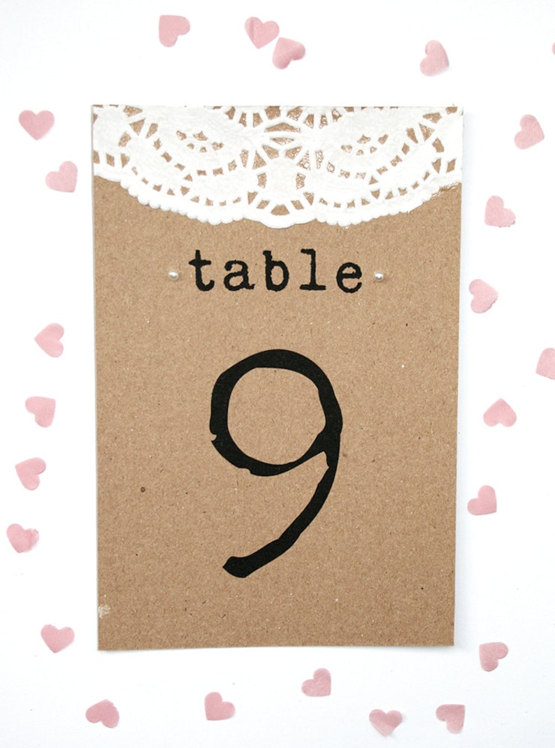 Rustic Doily and Pearl Wedding Table Number Card | Etsy