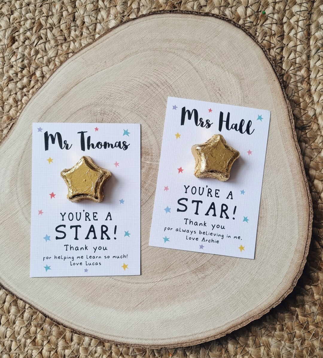 You're A Star Chocolate Star Teacher Gift Card - Personalised Thank You ...