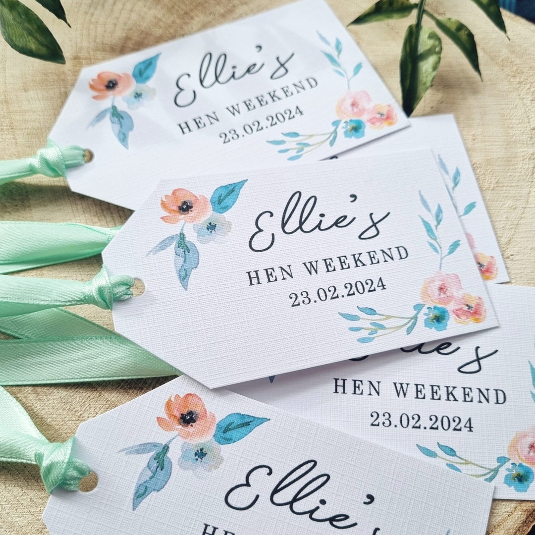 Rustic, Elegant, Pretty, Floral Hen Party Tags - Hen Party, Hen Party ...