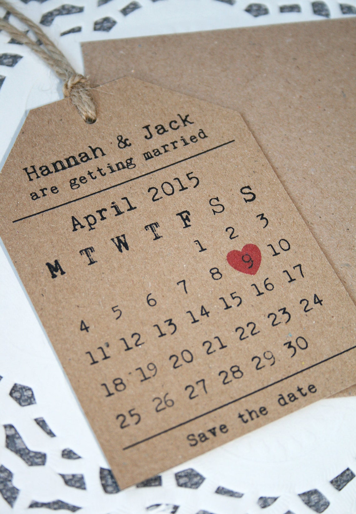 Rustic Wedding Save the Date - Calendar Style, Heart, Tag Save the Date ...