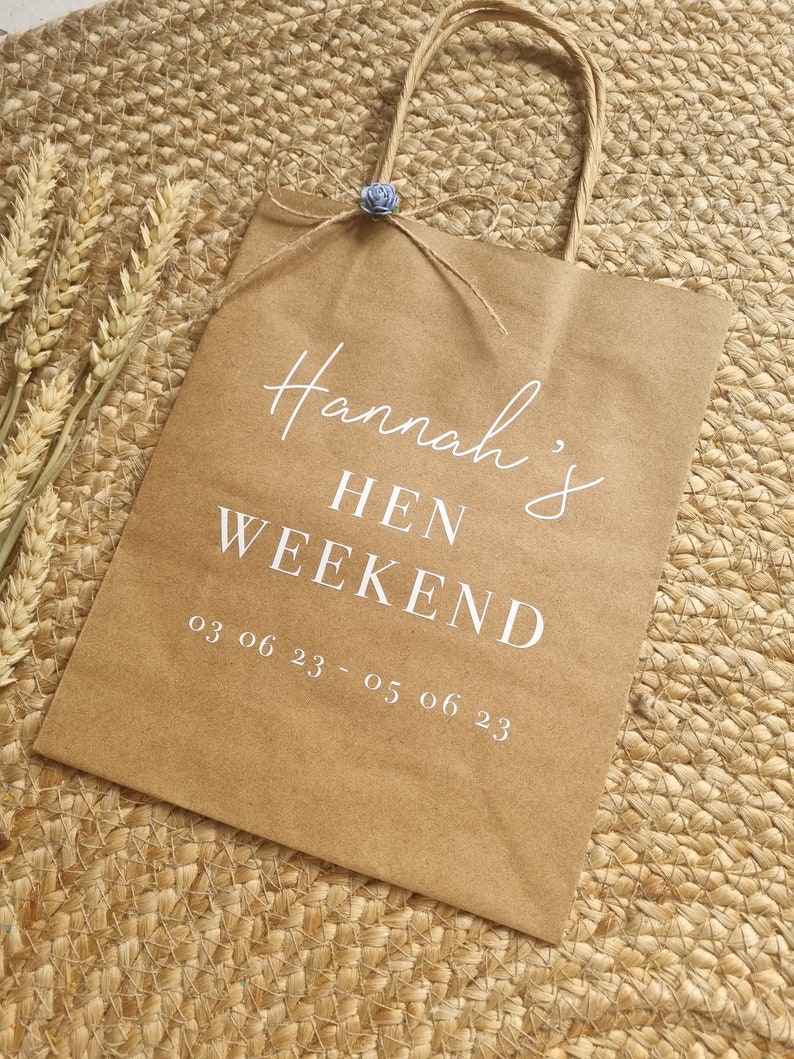 Hen Party Gift Bag - Hen Weekend, Hen Do, Rustic Kraft Bags, Pretty ...