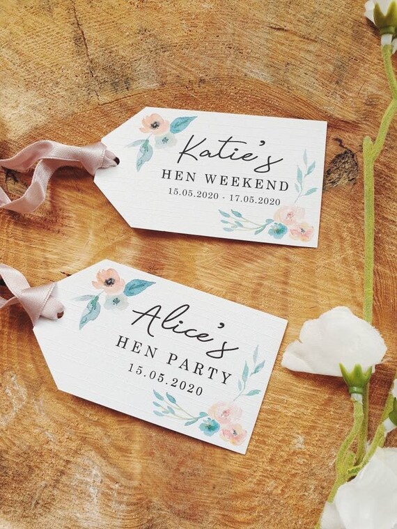 Rustic Elegant Pretty Floral Hen Party Tags Hen Party - Etsy