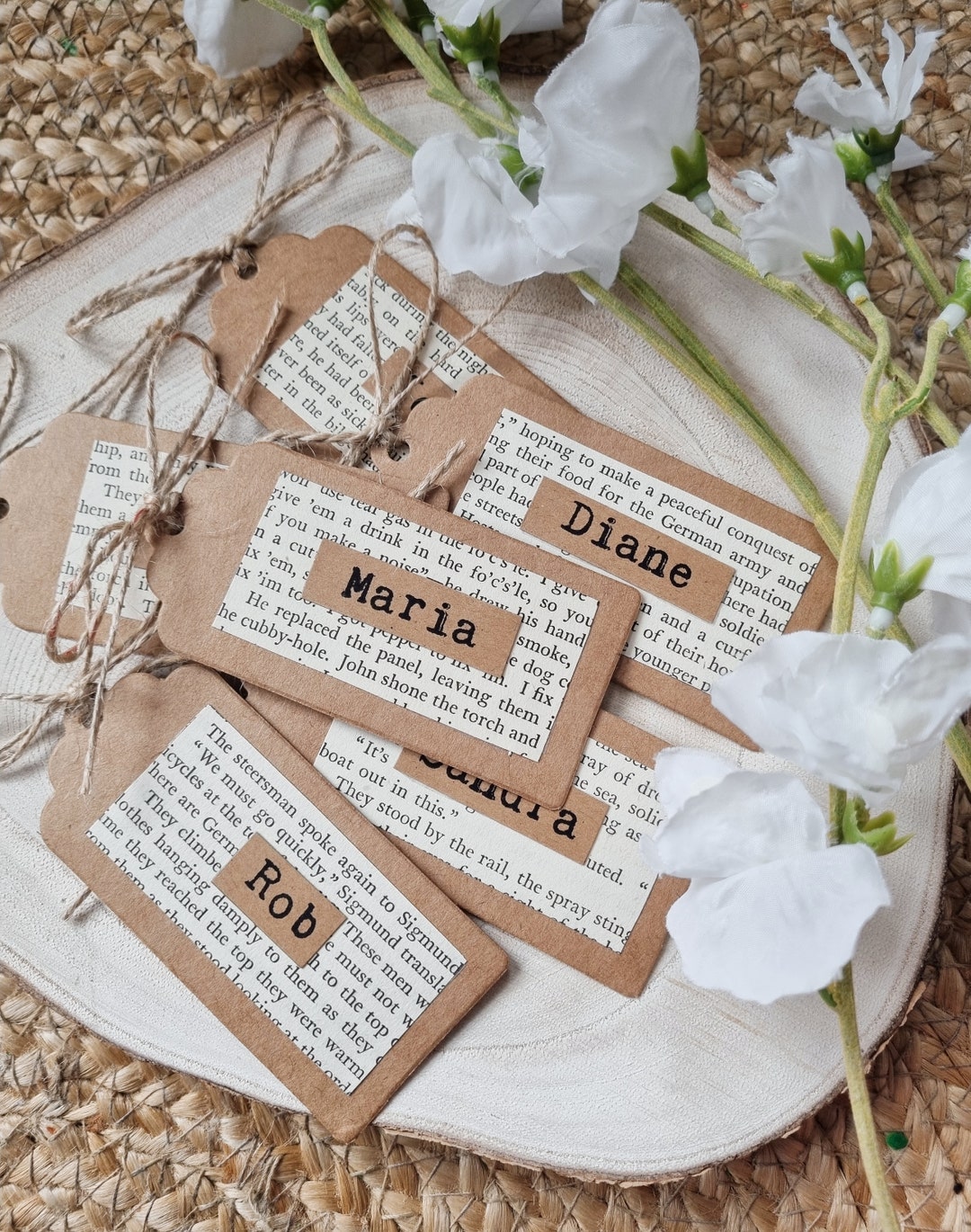 Fairytale, Vintage, Story Book Page, Tag Wedding Place Card With Twine ...