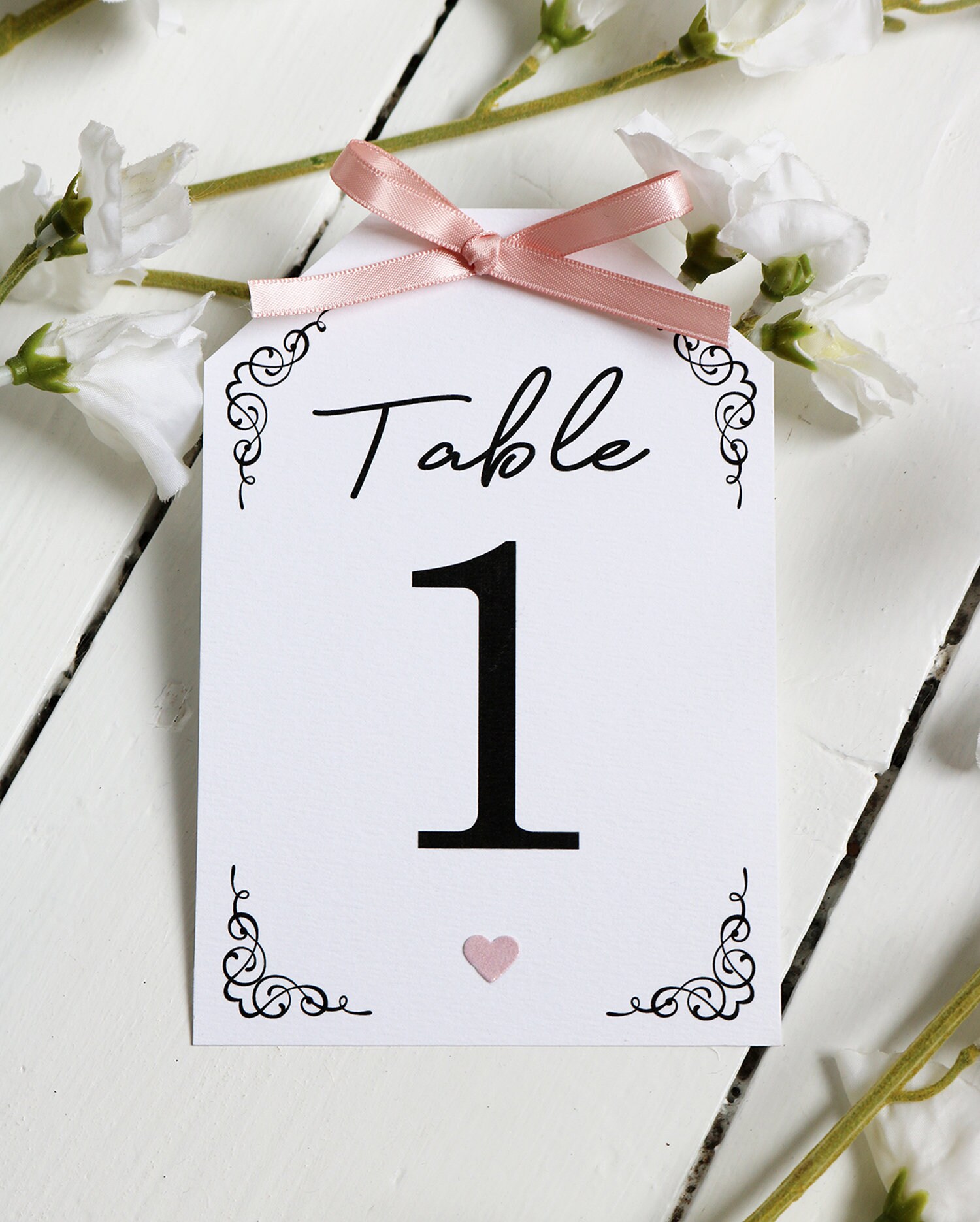Elegant Vintage Rose Pink Ribbon and Heart Table Number - Etsy UK