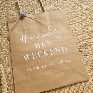 Hen Party Gift Bags - Hen Weekend, Hen Do, Rustic Kraft Bags, Pretty ...