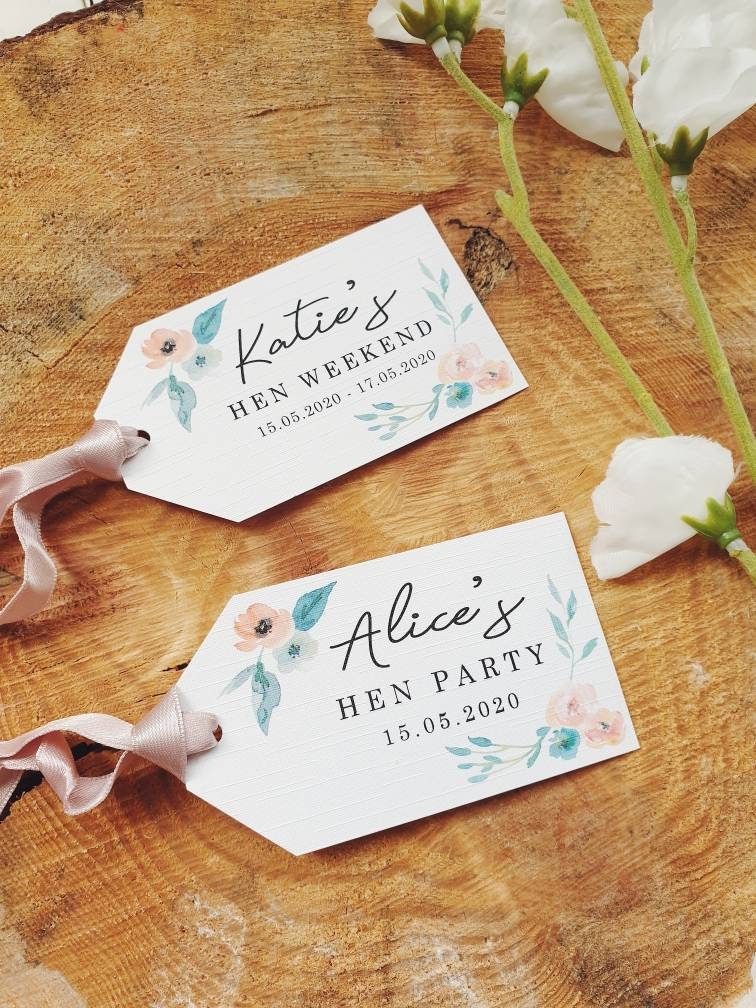 Rustic, Elegant, Pretty, Floral Hen Party Tags - Hen Party, Hen Party ...