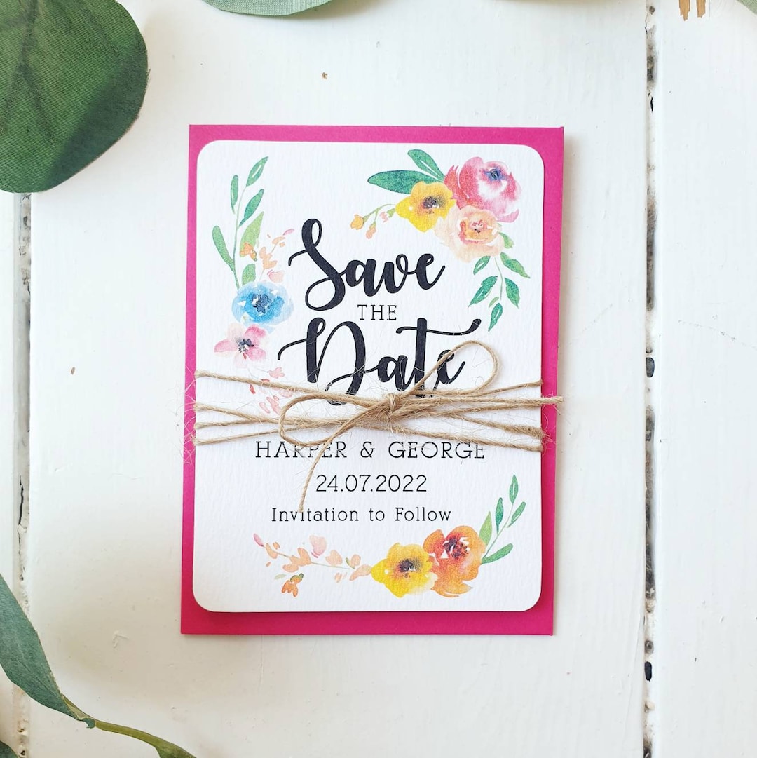 Pretty, Summer Watercolour Floral Save the Date Card, Summer Wedding ...