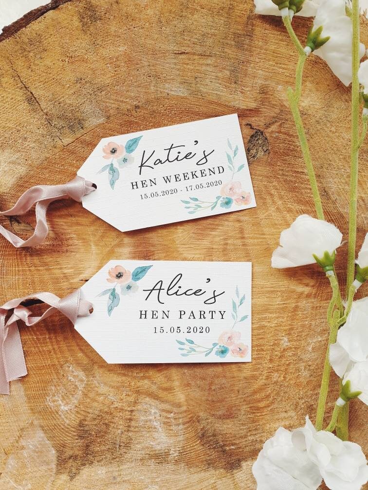 Rustic Elegant Pretty Floral Hen Party Tags Hen Party | Etsy