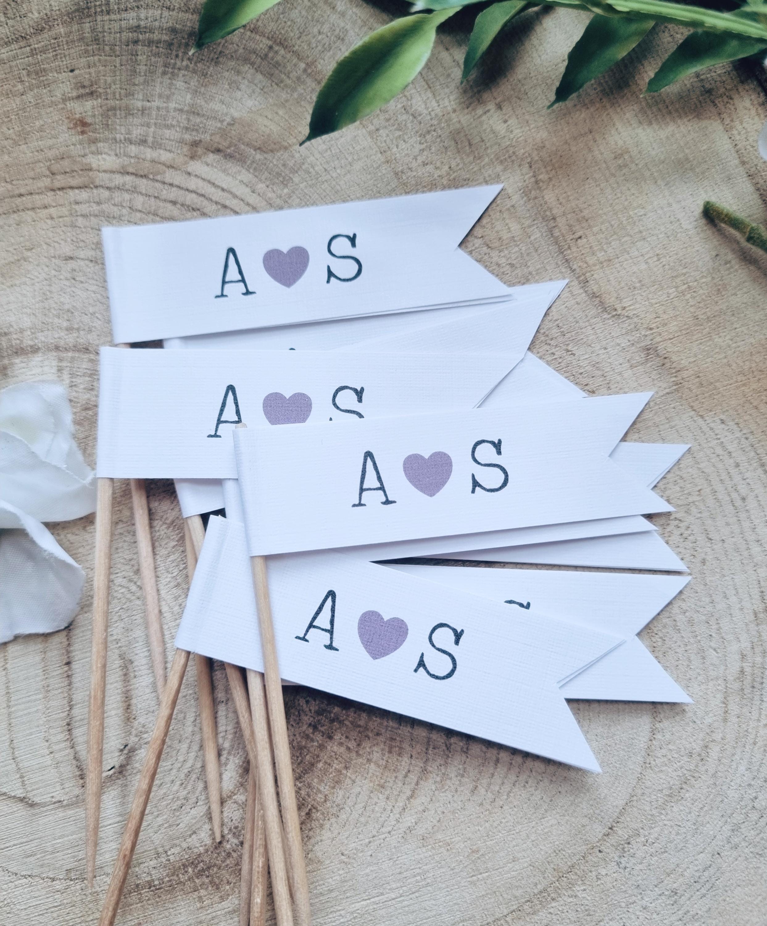 18 Personalised Wedding Cupcake Flags, Engagement, Anniversary, Cupcake ...