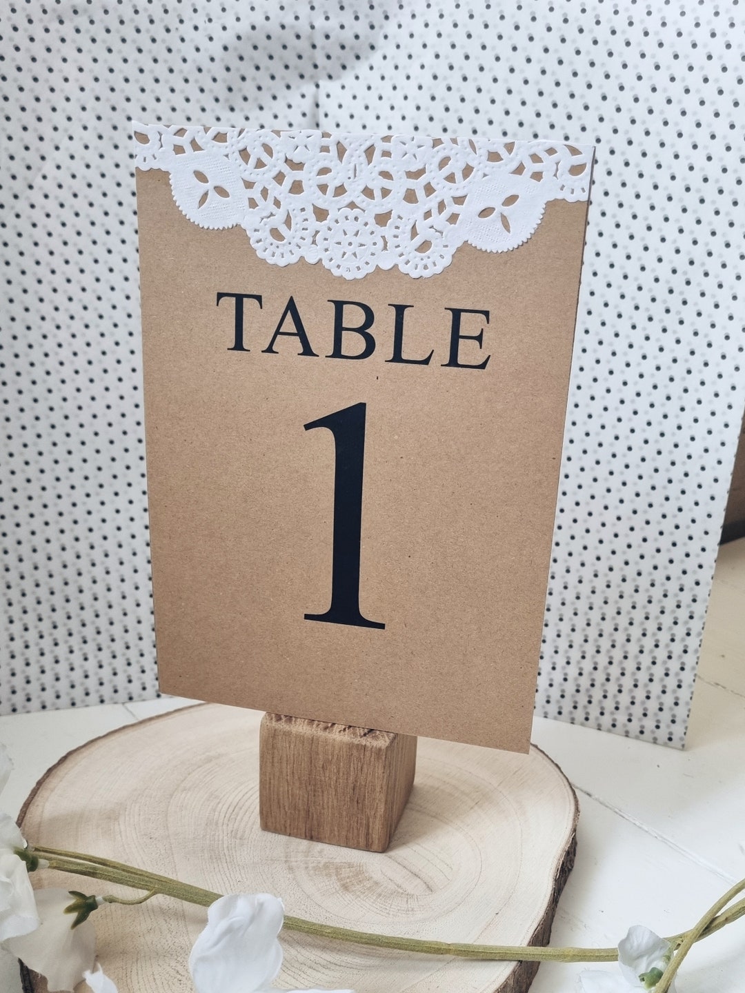 Rustic Doily and Pearl Wedding Table Number Card - Etsy