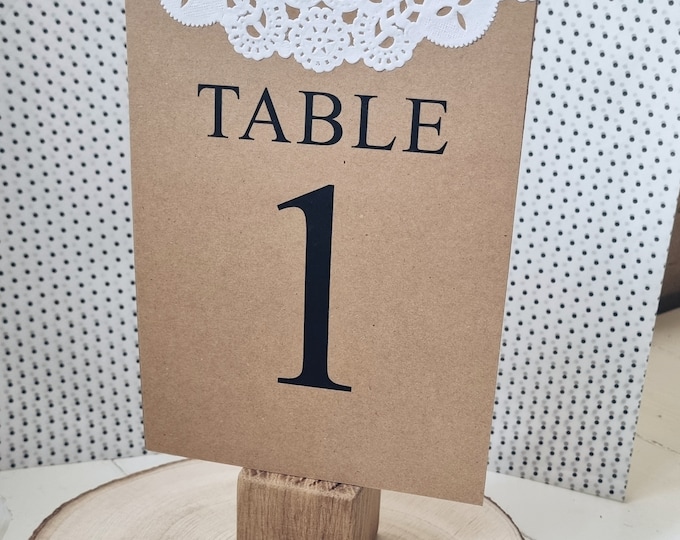 Rustic Doily and Pearl Wedding Table Number Card - Etsy