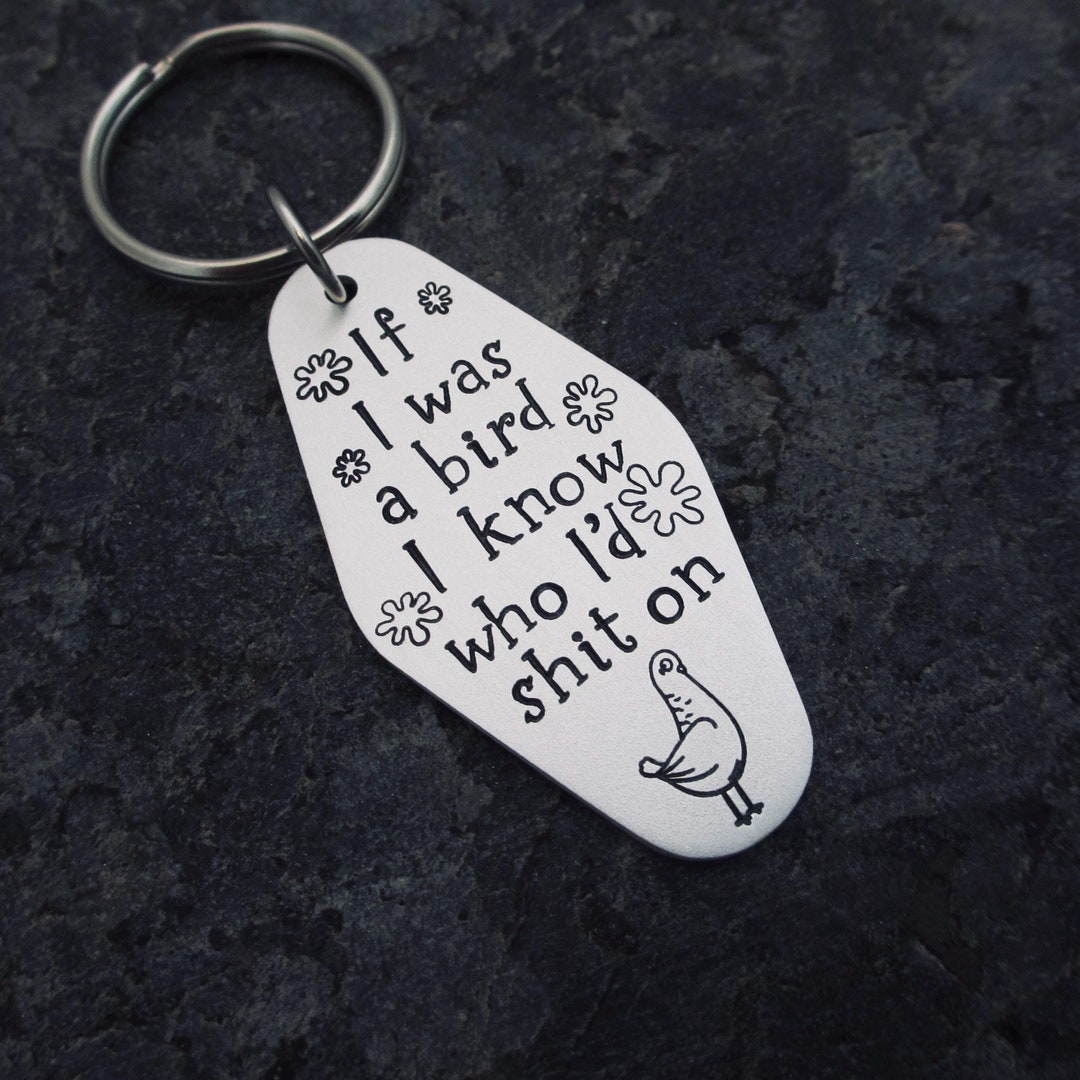 Snarky Pigeon Keychain: Hand-stamped Aluminum Retro Motel Style - Etsy