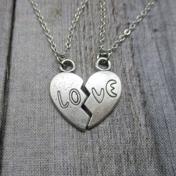 Split Heart Necklace - Etsy