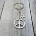 Peace Sign Keychain Initial Keychain Letter Keychain Peace Keychain ...