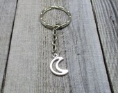 Small Crescent Moon Keychain Lunar Keychain Moon Gift | Etsy