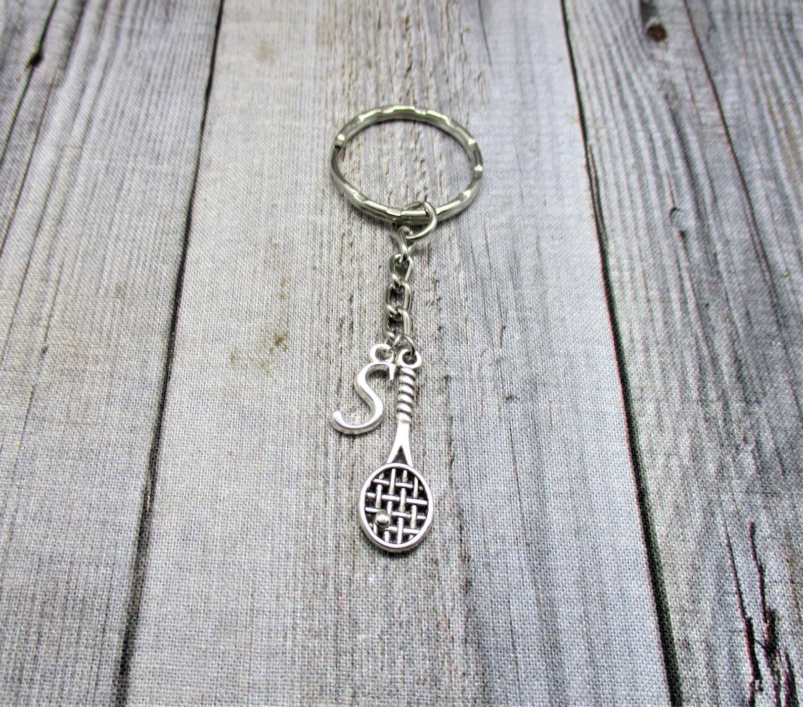 Tennis Racket Keychain Initial Tennis Keychain Customized Gift | Etsy