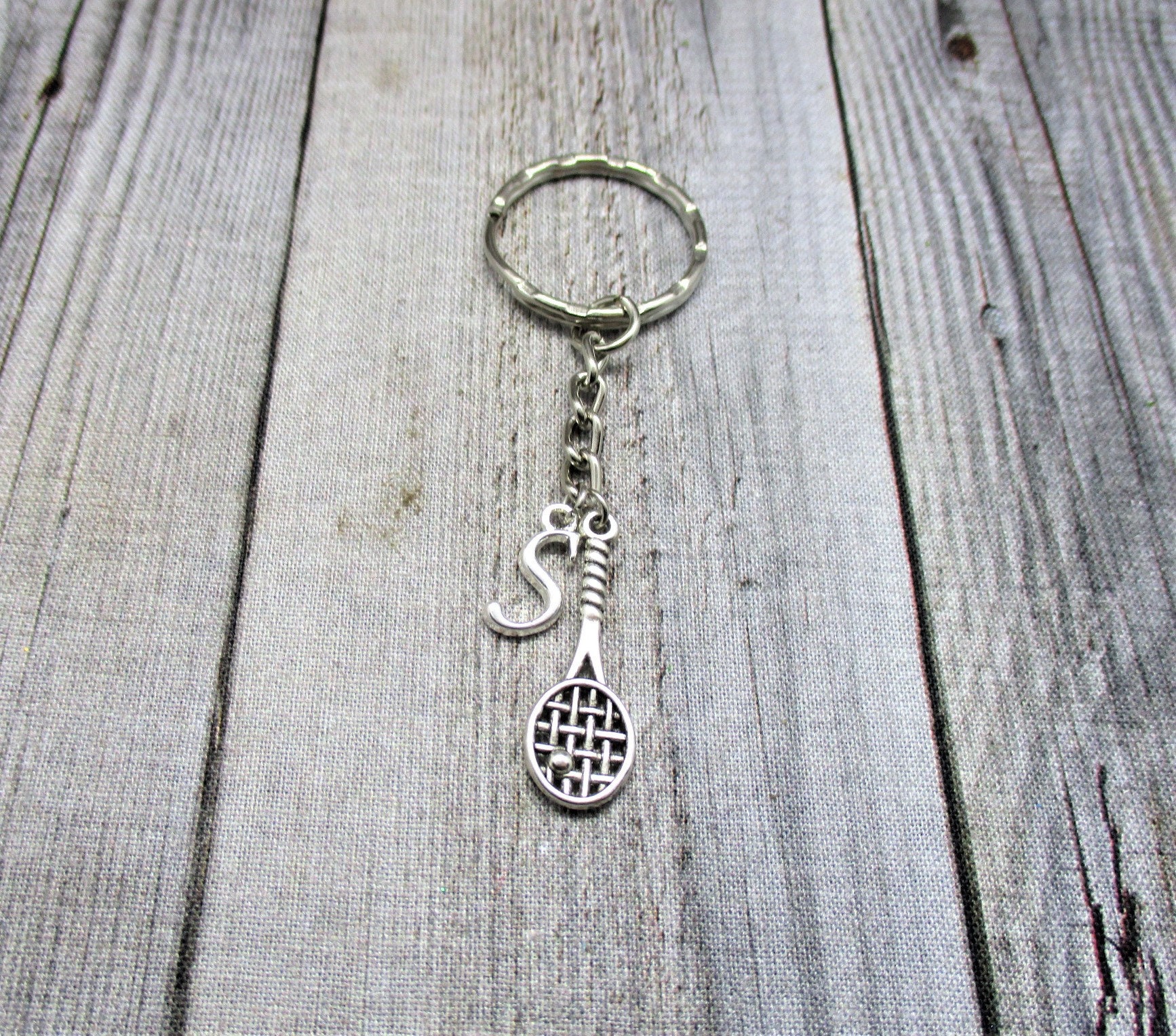 Tennis Racket Keychain Initial Tennis Keychain Customized Gift | Etsy