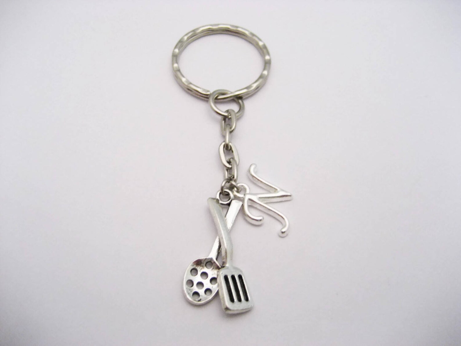 Spatula Keychain Cook Keychain Initial Spoon Keychain Foodie Gifts ...