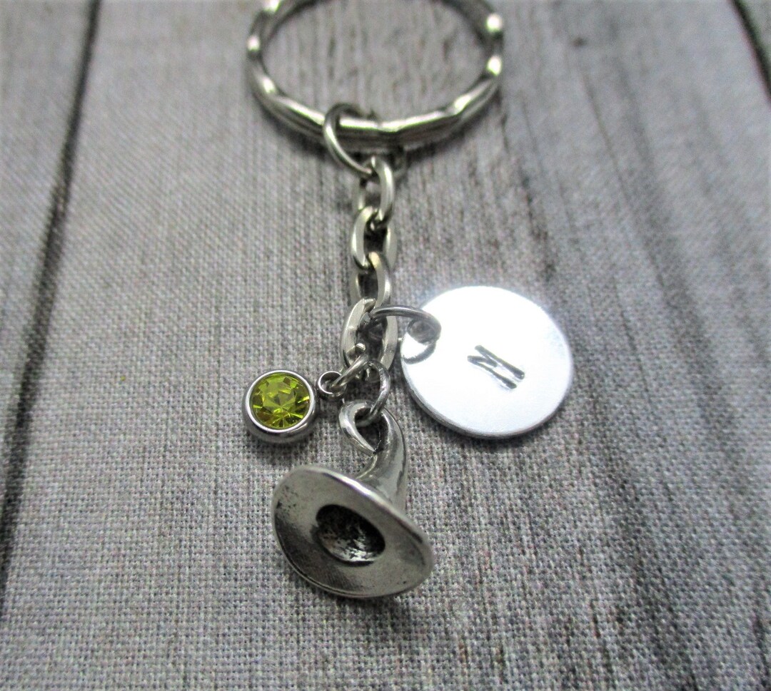 Witch Hat Keychain Personalized Handstamped Keychain Witch Gift Custom ...