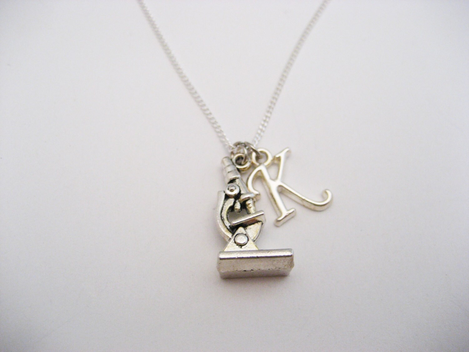 Science Necklace Microscope Necklace Initial STEM Necklace | Etsy