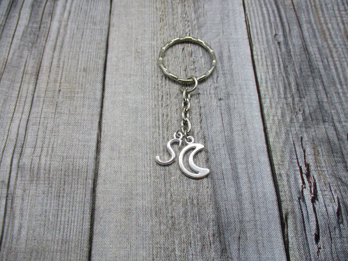 Moon Keychain Half Moon Keychain Personalized Moon Keychain - Etsy
