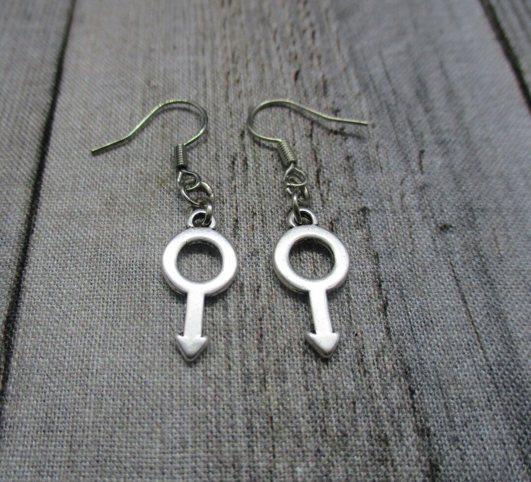 Mars Earrings Male Symbol Earrings Choose Hooks Mens Jewelry Mens ...