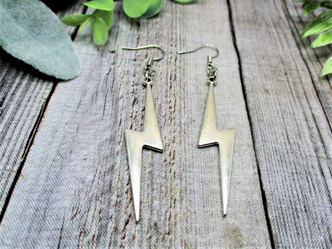 Large Lightning Bolt Earrings Lightning Jewelry Gift for Her Gifts ...