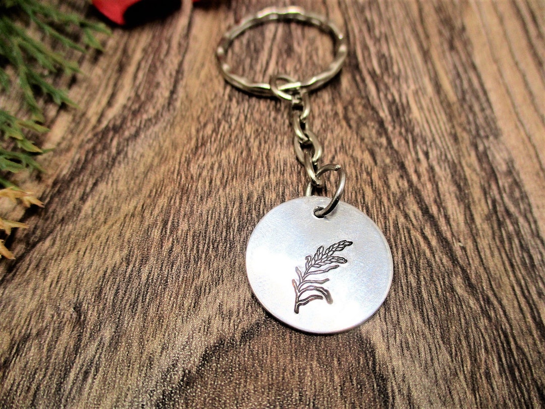 Reed Leaf Keychain Birth Leaf Hand Stamped Leaf Zodiac Keychain Gifts ...