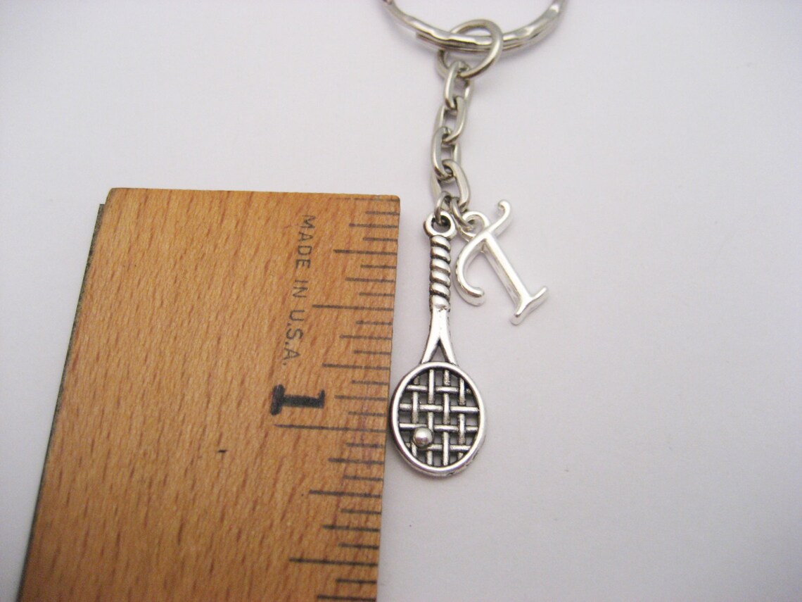 Tennis Racket Keychain Initial Tennis Keychain Customized Gift | Etsy