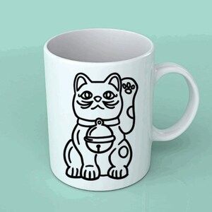 Vinyl Maneki Neko Decal for Water Bottle Kawaii Sticker Cup Sticker ...