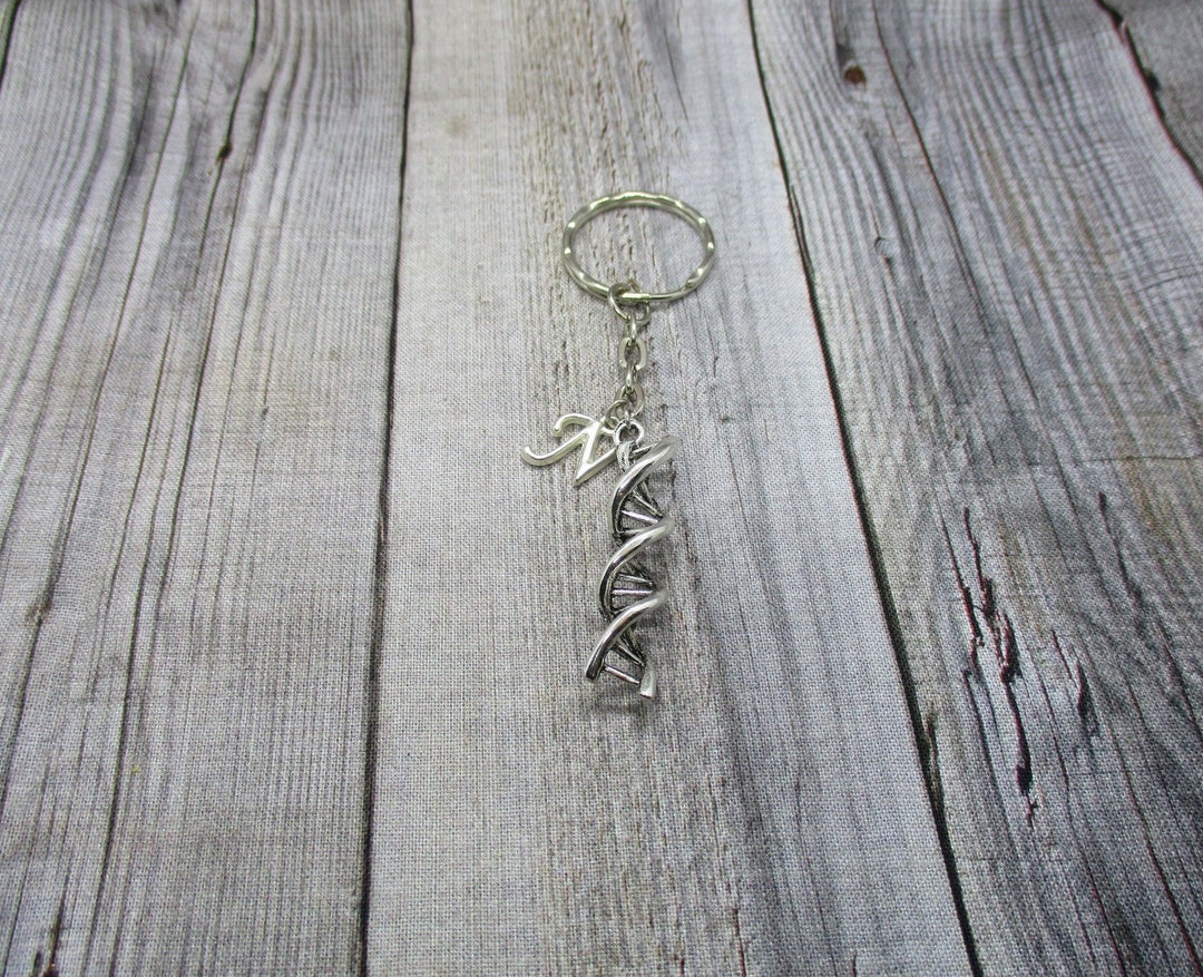 DNA Keychain Initial Double Helix Keychain Biology Letter Chemistry ...