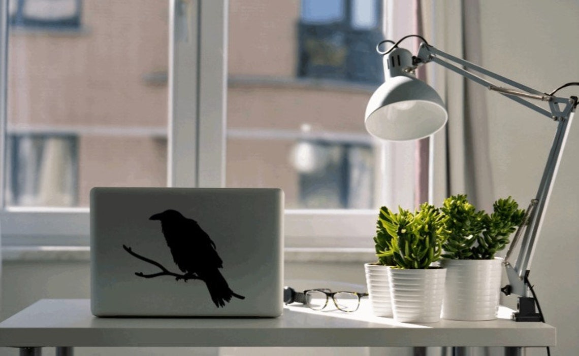 Crow Decal Crow on Branch Vinyl Decal for Bumper Sticker, Laptop, Cars ...