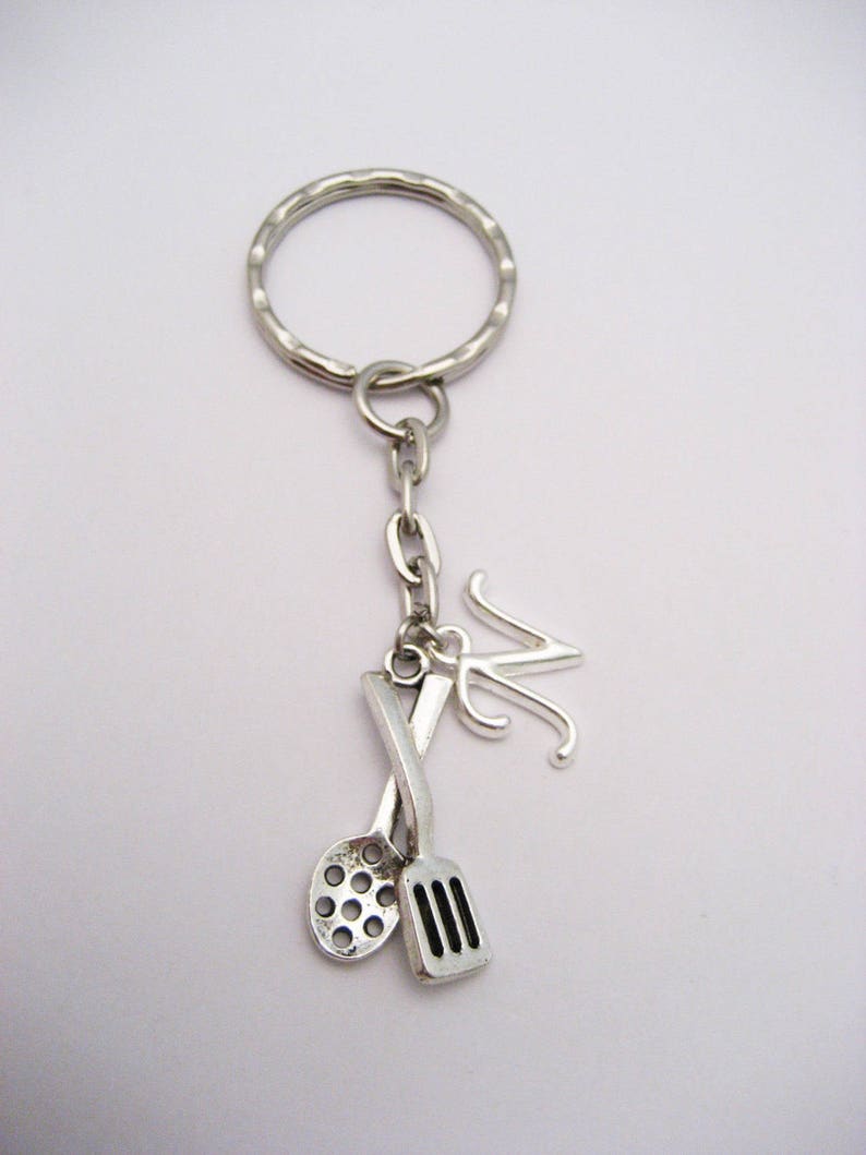 Spatula Keychain Cook Keychain Initial Spoon Keychain | Etsy