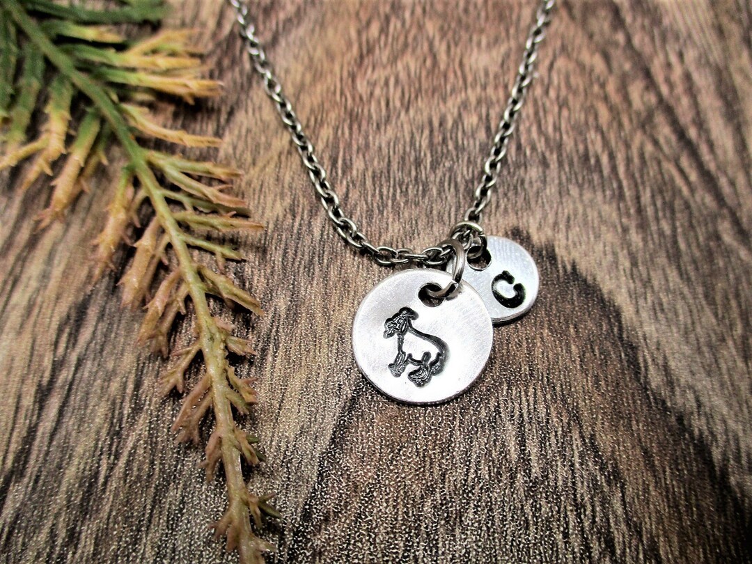 Dainty Silver Goat Necklace Personalized Handstamped Initial Farmer Pet ...