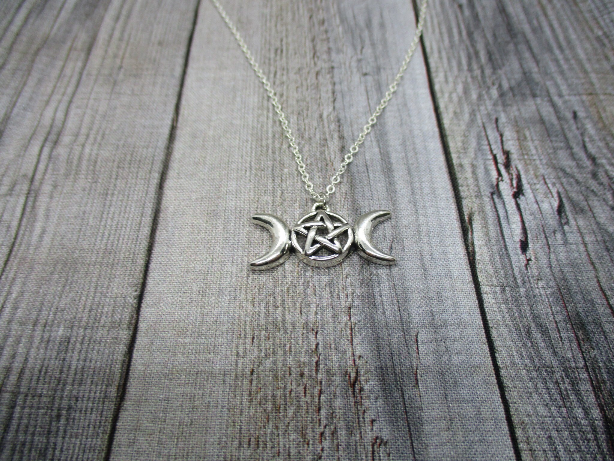 Triple Goddess Necklace, Pentacle Necklace, Spiritual Jewelry, Pentacle ...
