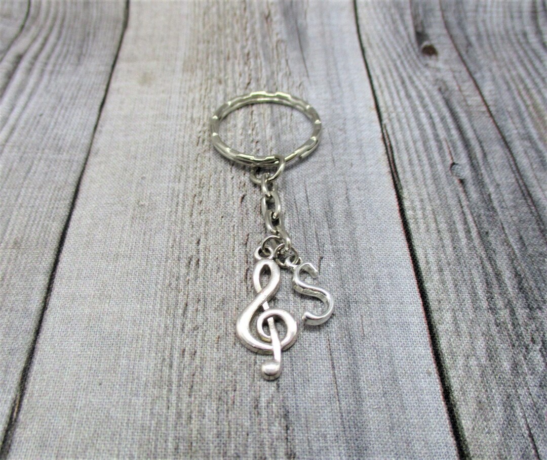 Treble Clef Keychain Music Keychain Initial Music Lovers Gift ...