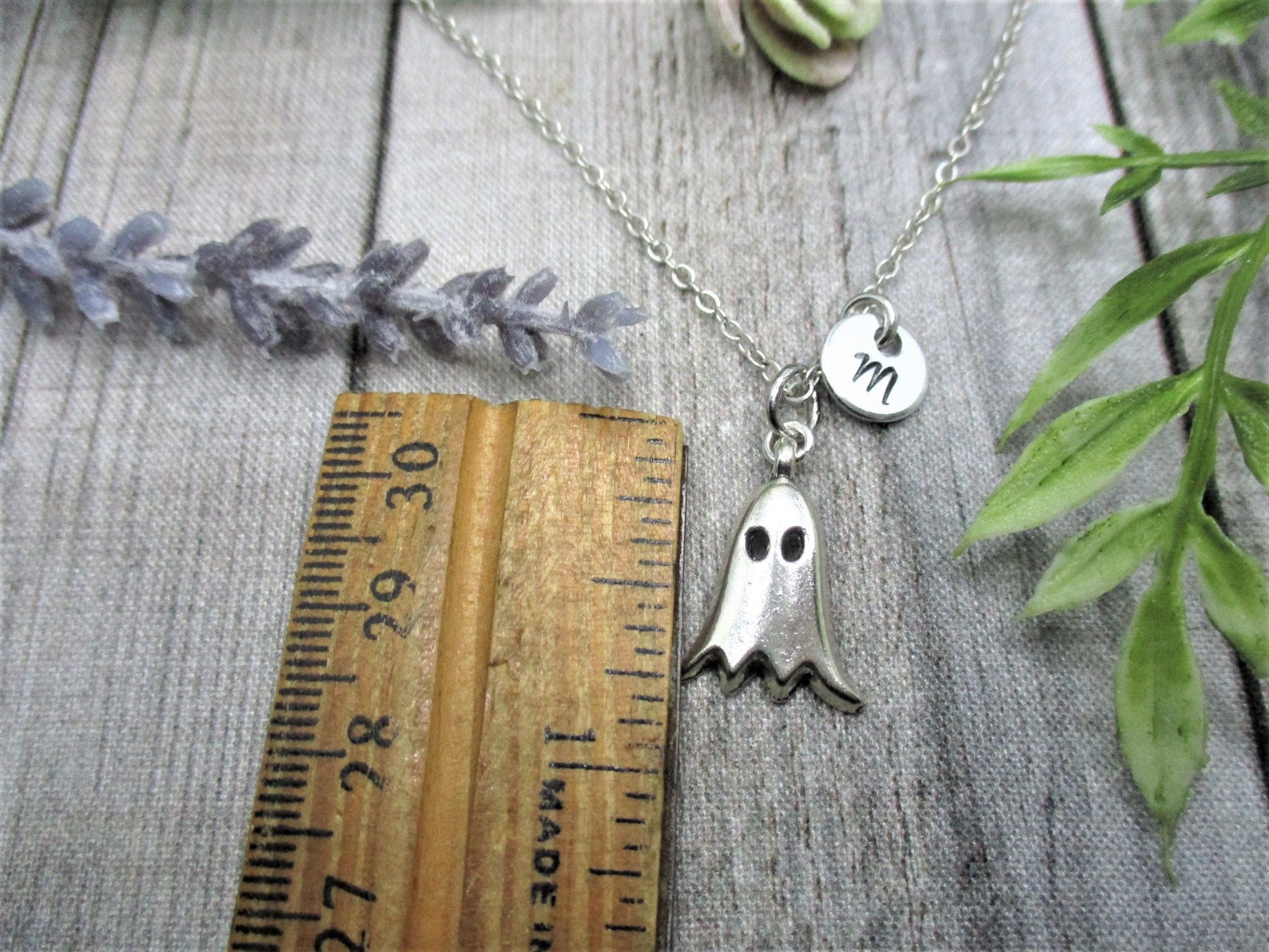 Ghost Necklace Customized Ghost Jewelry Letter Initial Necklace Gifts ...