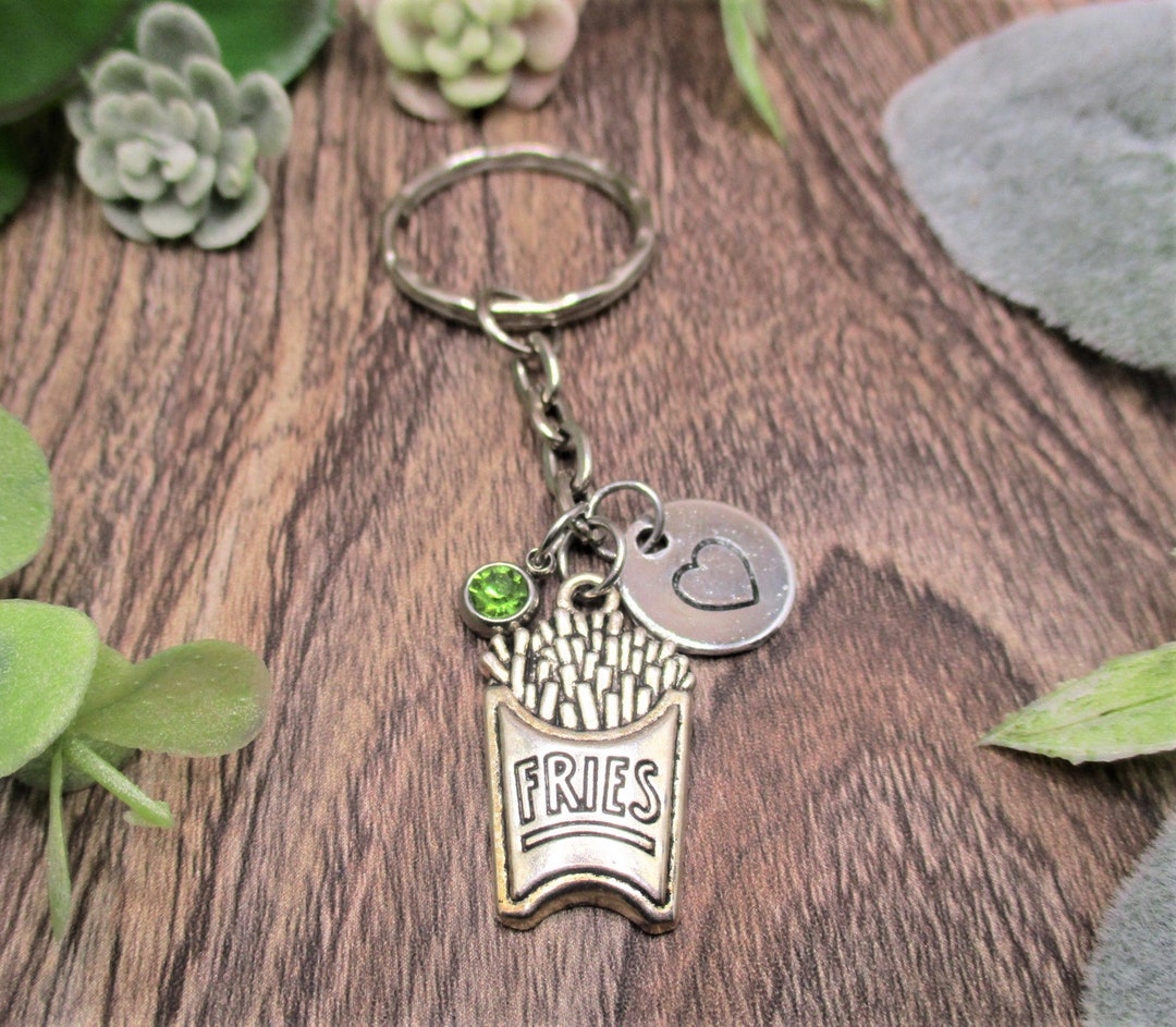 French Fry Keychain Initial Junk Food Keychain Personalized Birthstone ...