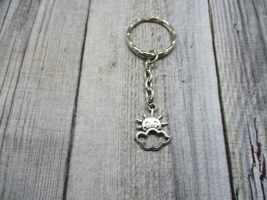Sun Keychain Solar Keychain Sun in the Clouds Gift | Etsy