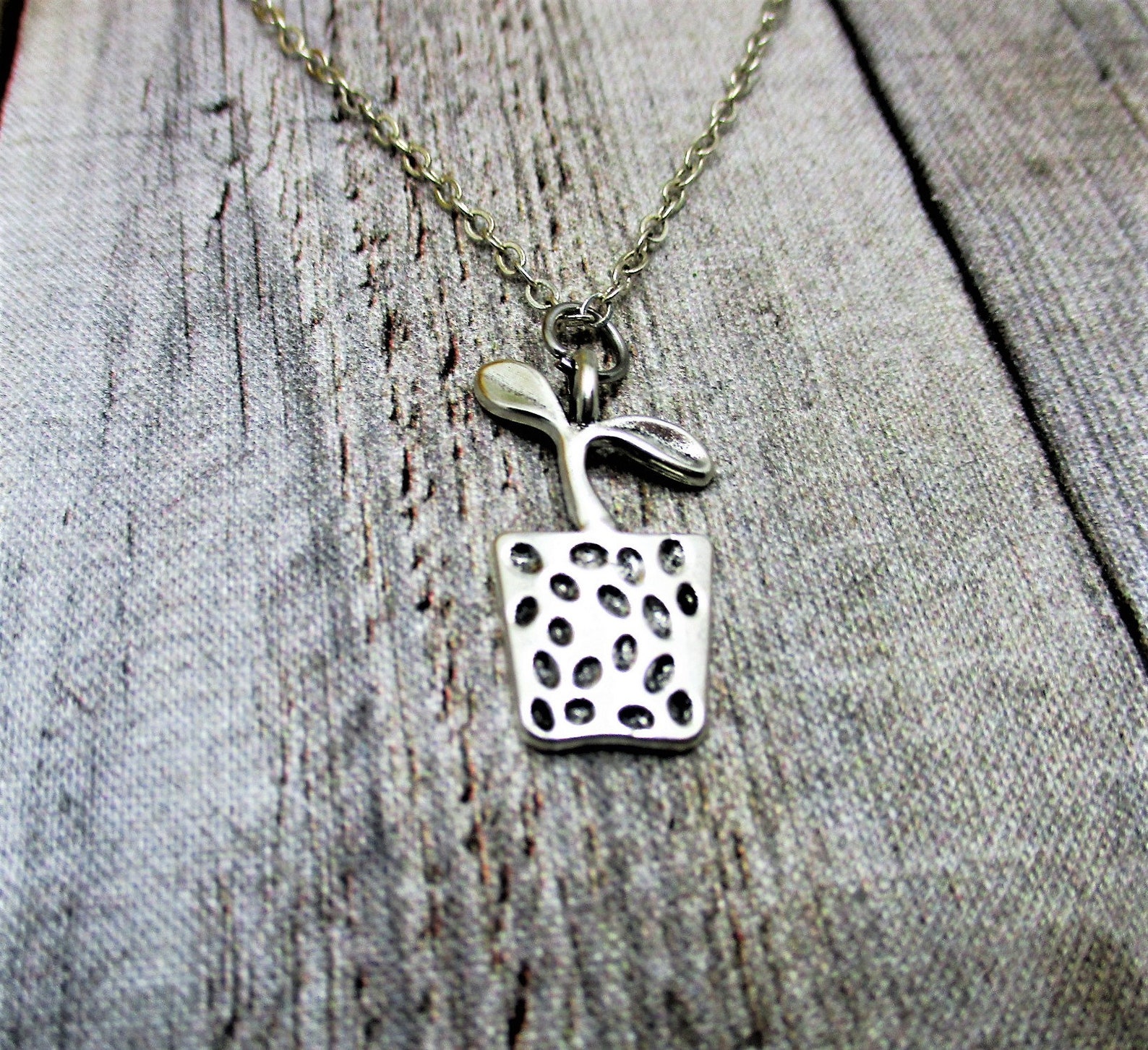 Silver Garden Necklace Gardener Necklace Sprout Jewelry - Etsy