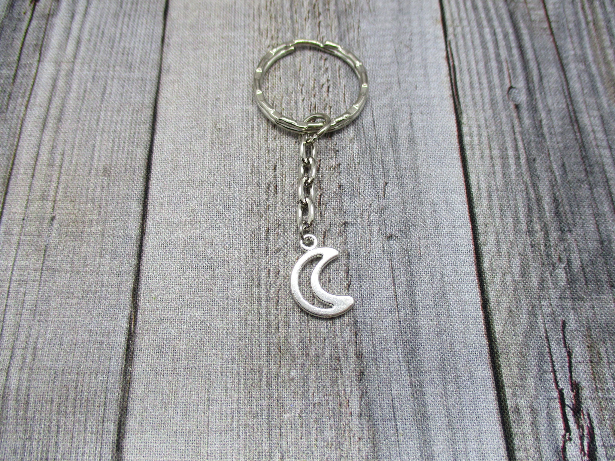 Small Crescent Moon Keychain Lunar Keychain Moon Gift | Etsy