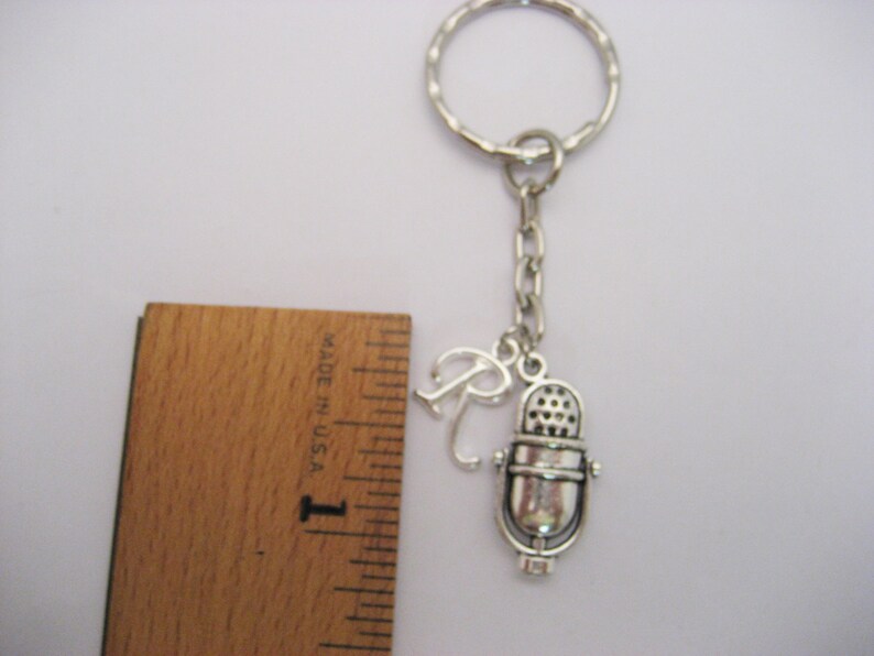 Microphone Keychain Radio Keychain Initial Singer Keychain | Etsy