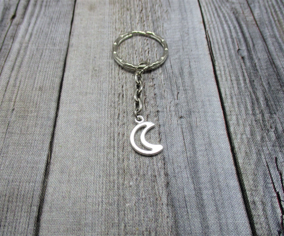 Small Crescent Moon Keychain Lunar Keychain Moon Gift - Etsy