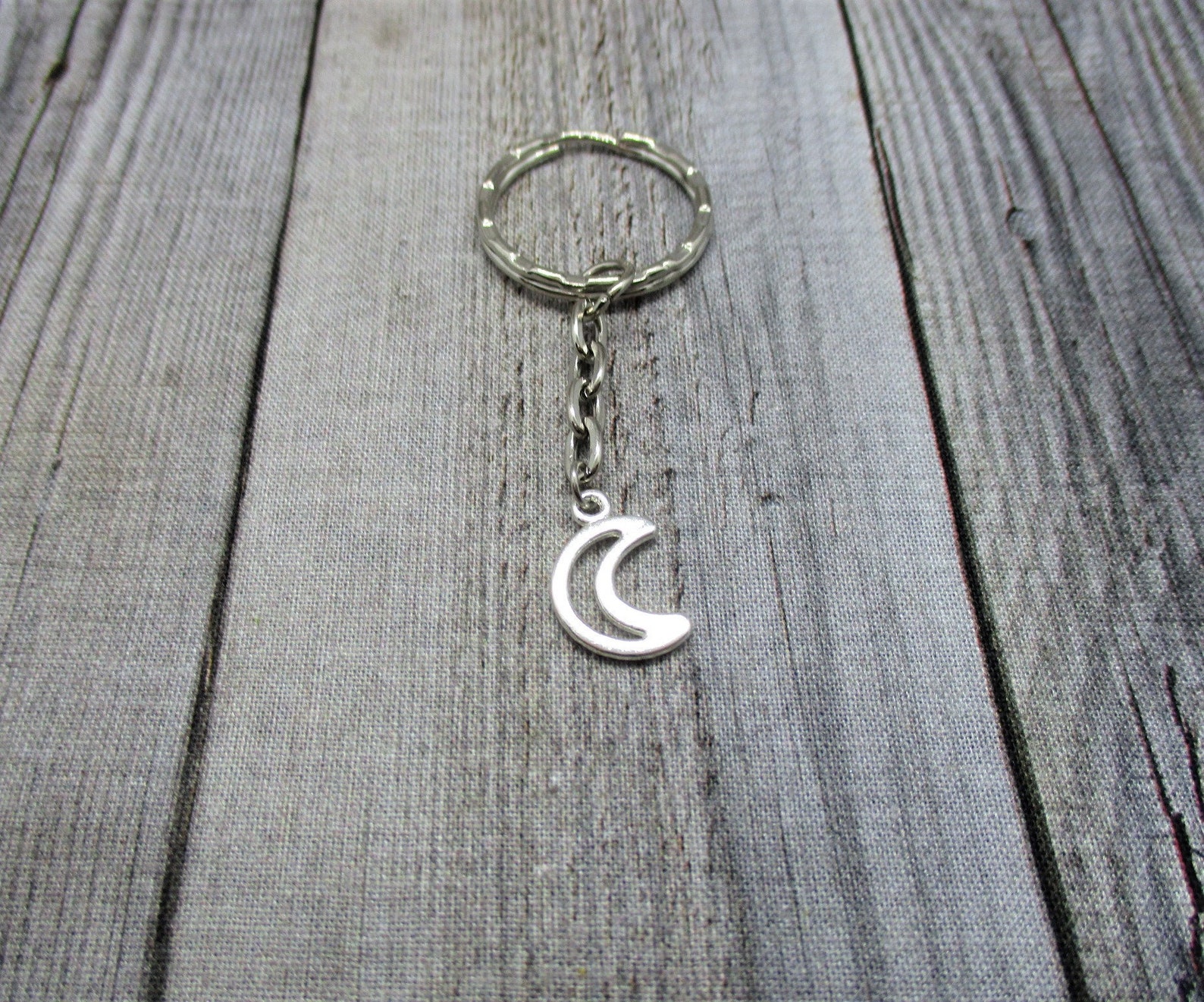 Small Crescent Moon Keychain Lunar Keychain Moon Gift - Etsy