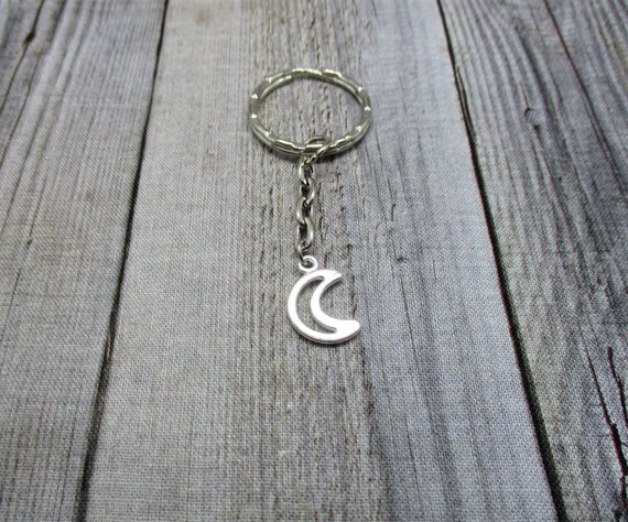 Small Crescent Moon Keychain Lunar Keychain Moon Gift | Etsy