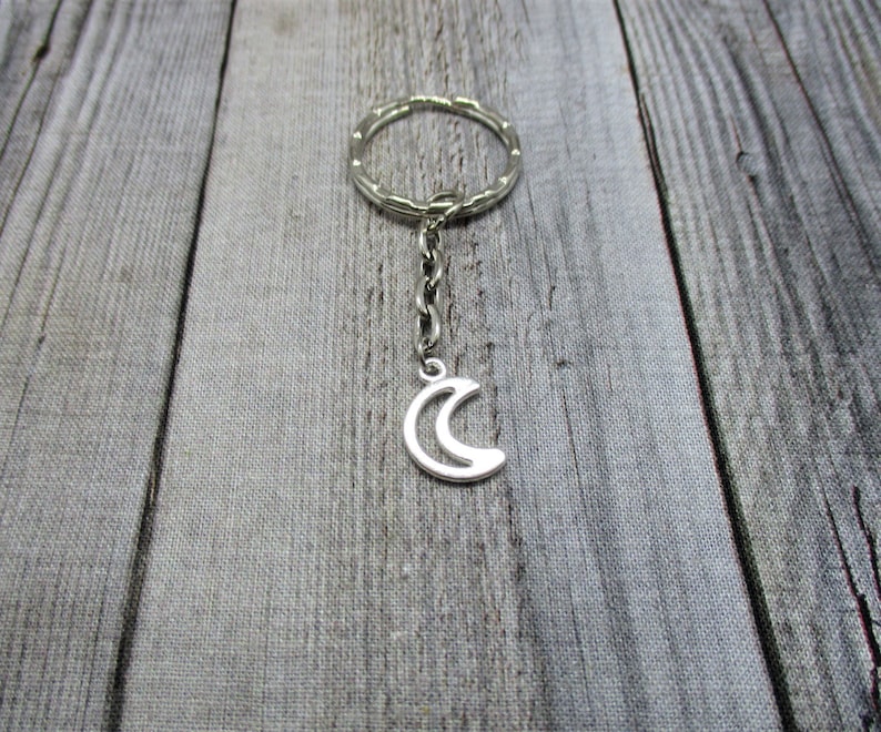 Small Crescent Moon Keychain Lunar Keychain Moon Gift | Etsy