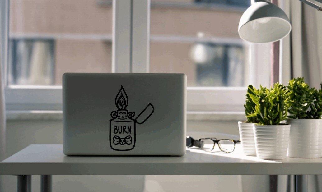 Lighter Decal Creepy Burn Vinyl Decal for Bumper Sticker | Etsy