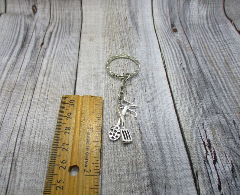 Spatula Keychain Cook Keychain Initial Spoon Keychain Foodie Gifts ...